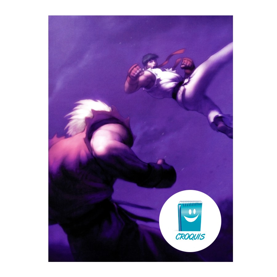 Descargar Poster Ilustración de Ken y Ryu 80 cm x 60 cm